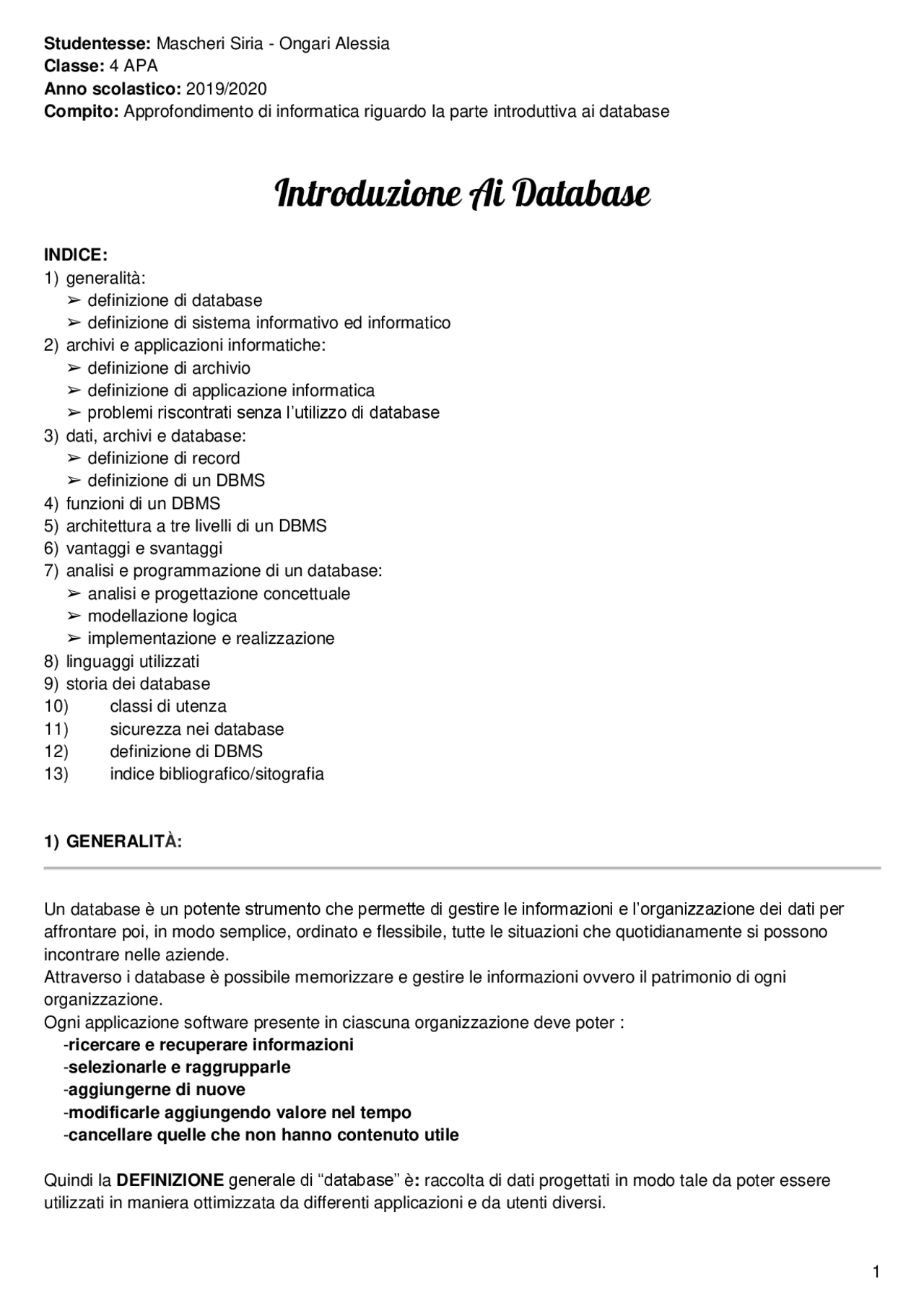 Introduzione Ai Database Docsity