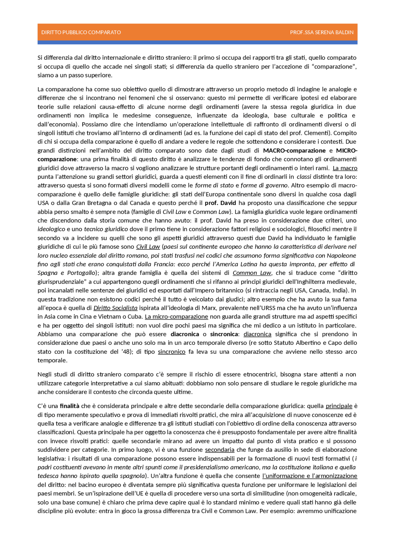 Corso Diritto Comparato Appunti Di Diritto Pubblico Comparato Docsity