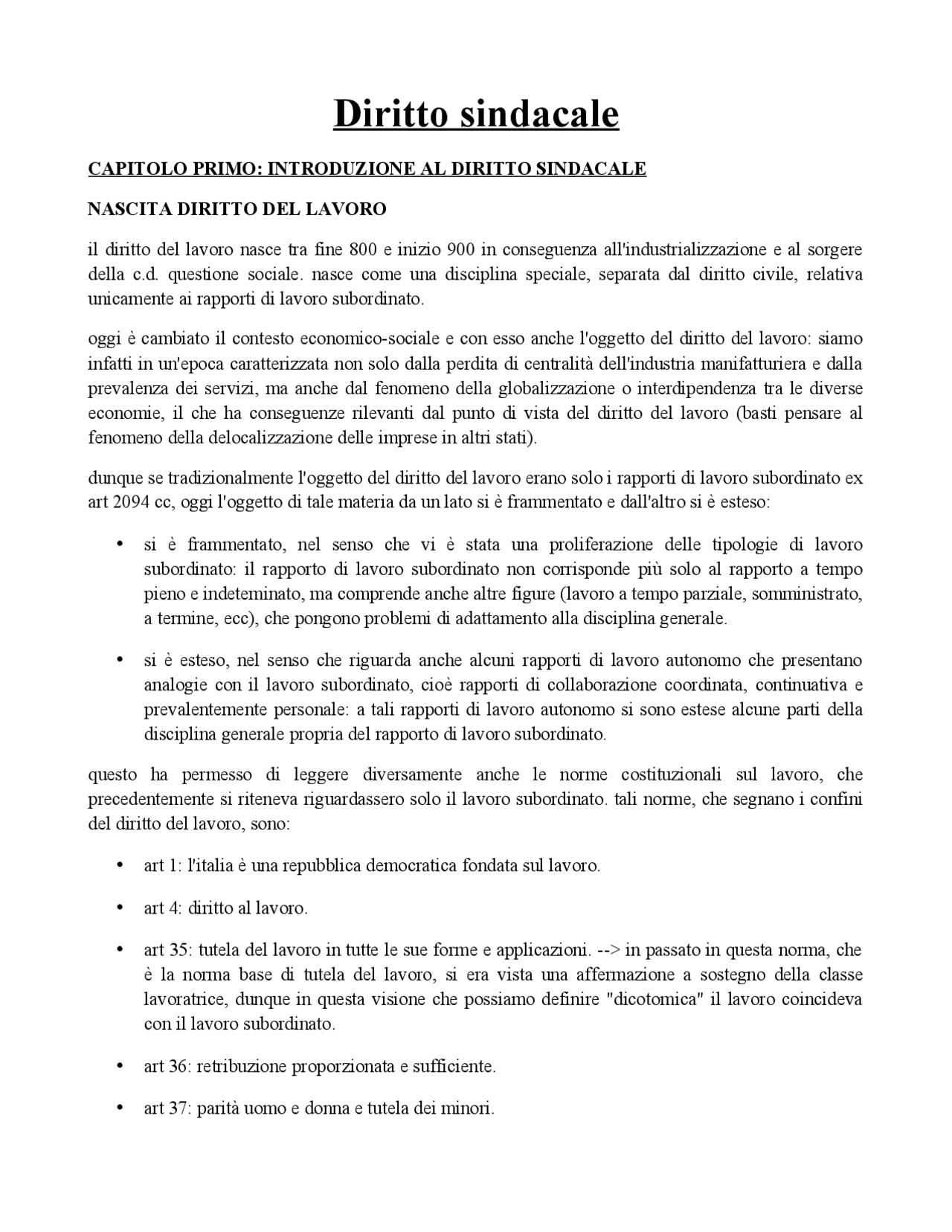 Appunti Completi Per Lesame Di Diritto Sindacale Docsity