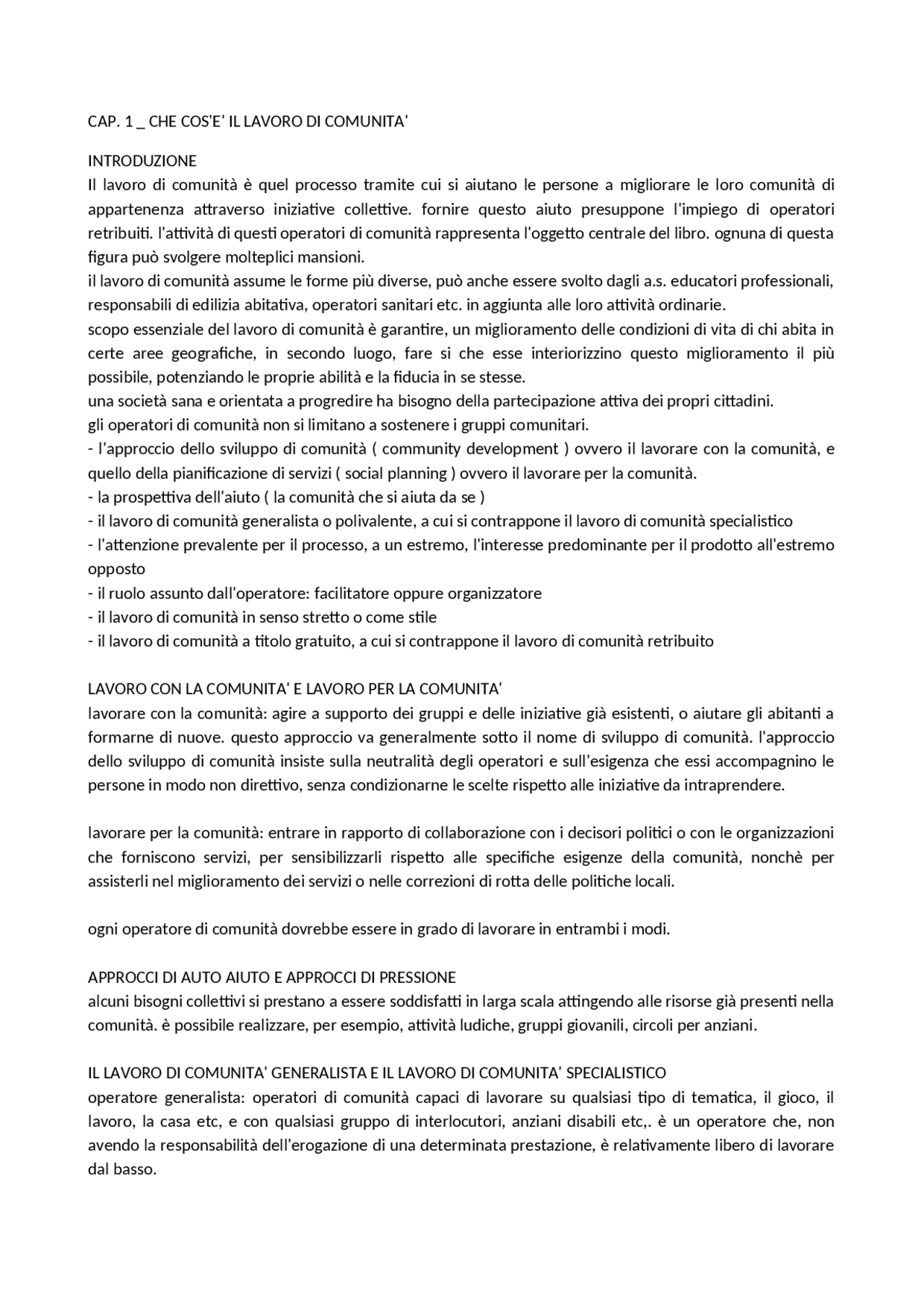 Il Lavoro Sociale Di Comunità Docsity