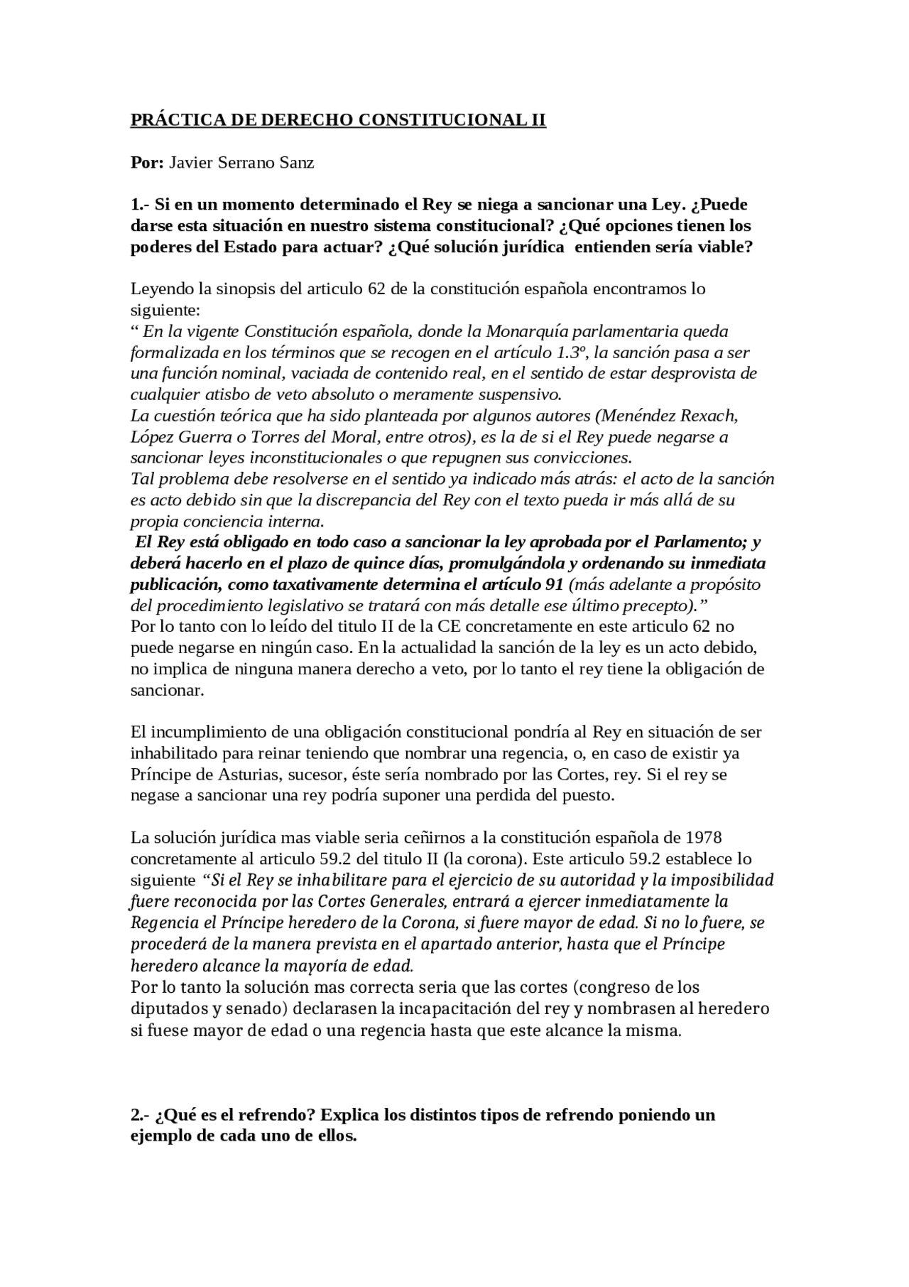 Practica Derecho Constitucional Ii Docsity