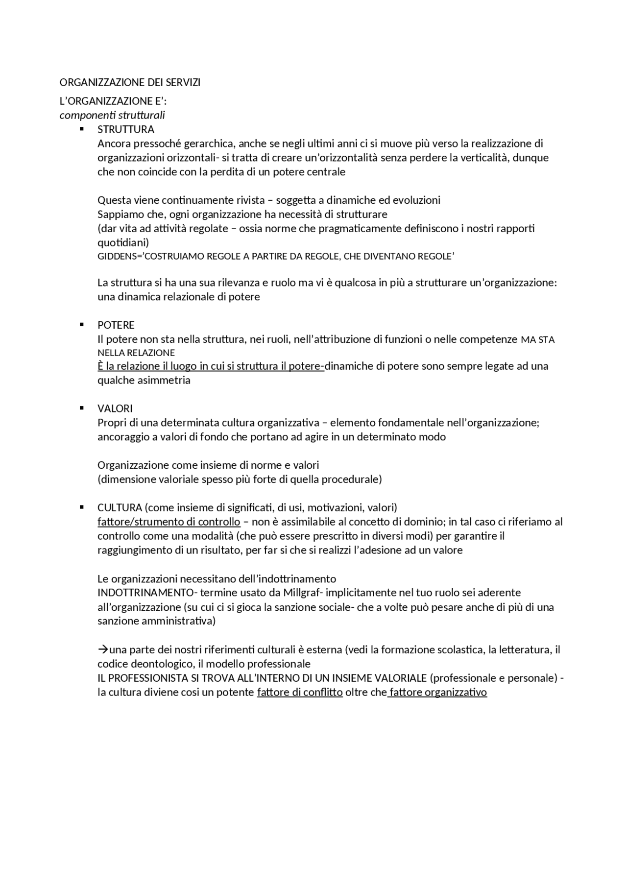 Sintesi Approfondita Organizzazione Dei Servizi Docsity