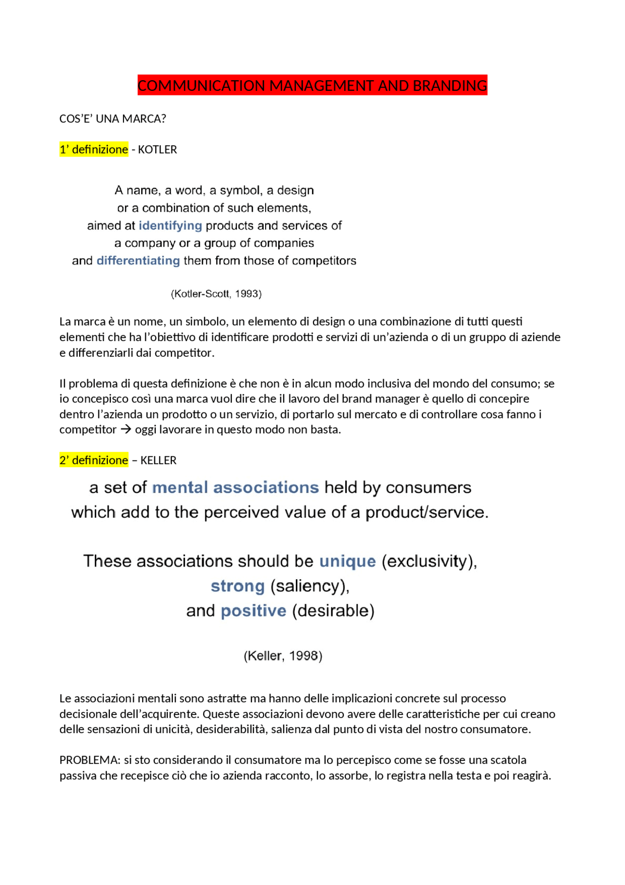 Communication Management And Branding Docsity