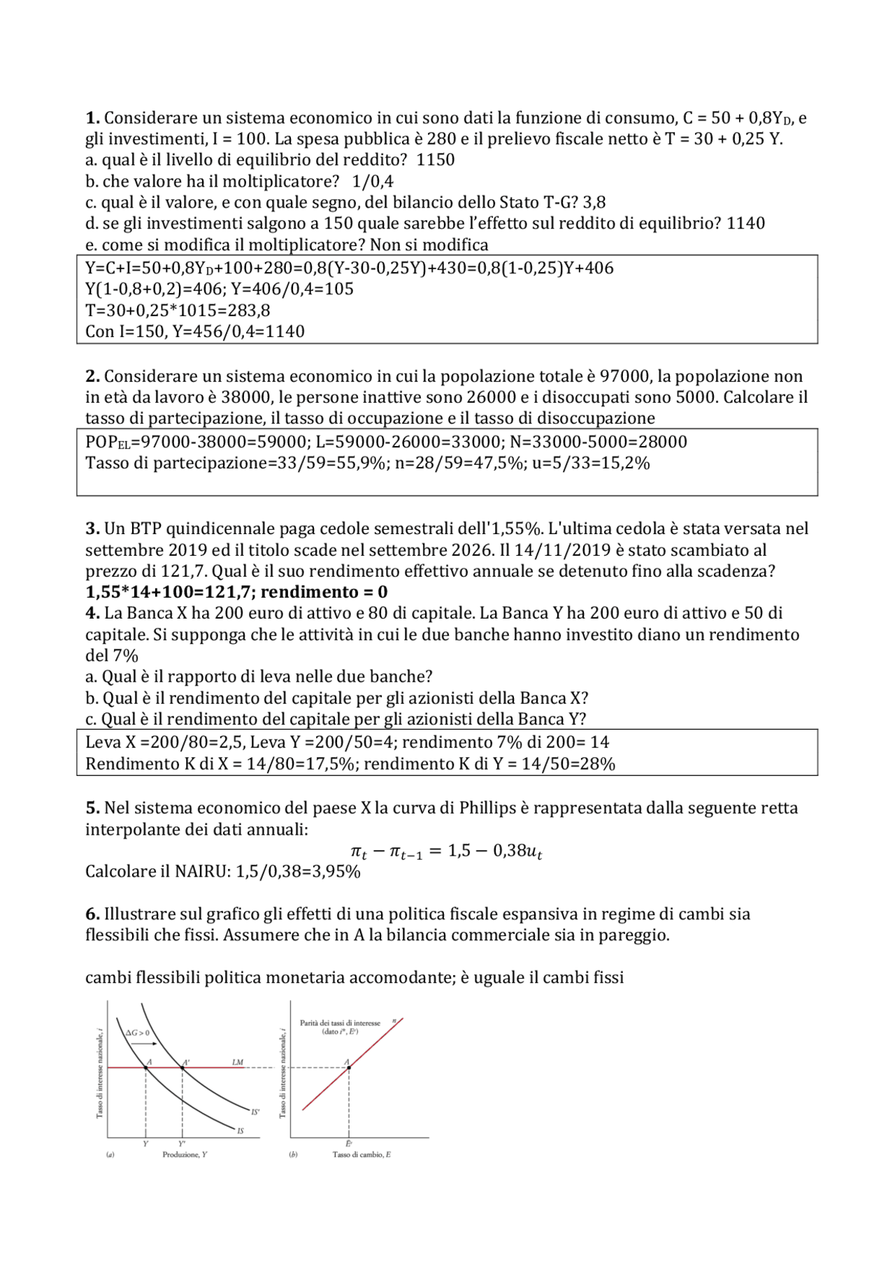 Esercizi Macroeconomia Docsity