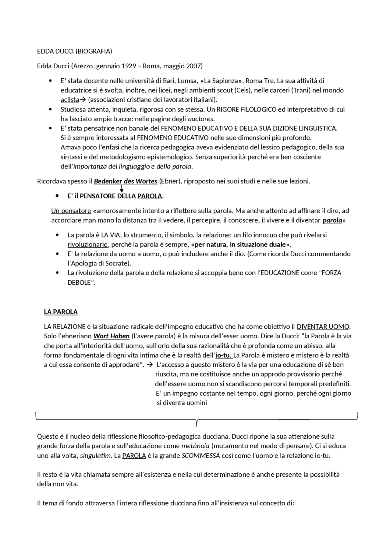 Edda Ducci La Parola Che Educa Docsity