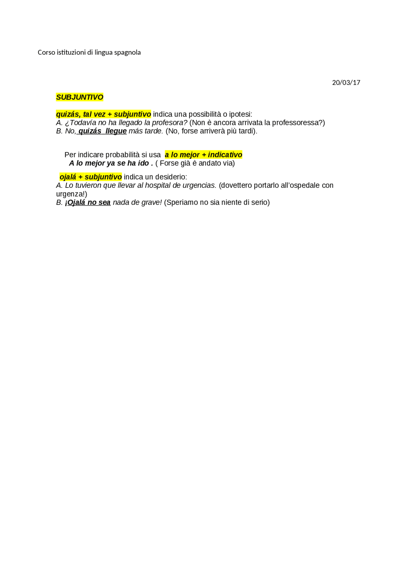Lezioni In Classe Spagnolo Profssa Fajardo Docsity