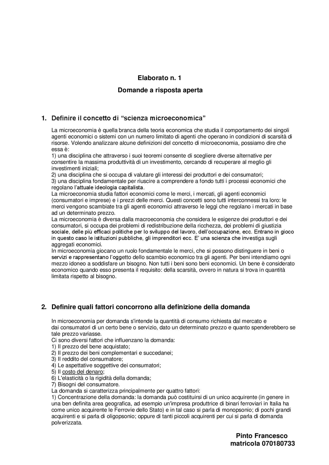 Elaborato 1 valutazione economica dei progetti | Prove d'esame di ...