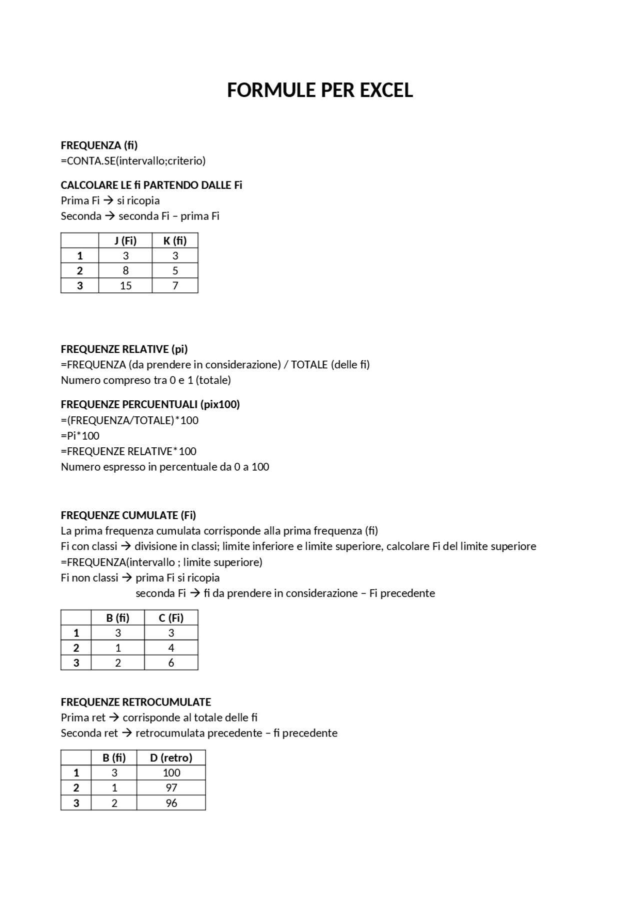 Statistica Per Excel Docsity