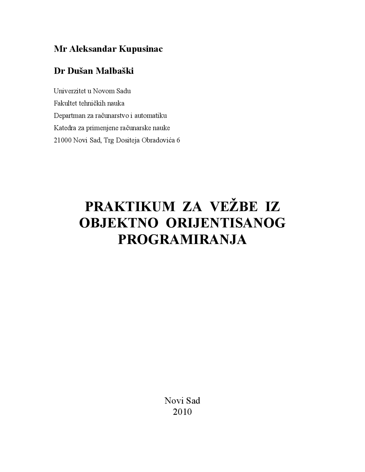 Skripta objektno programiranje | Rezime' predlog Objektno orijentisano programiranje - Docsity