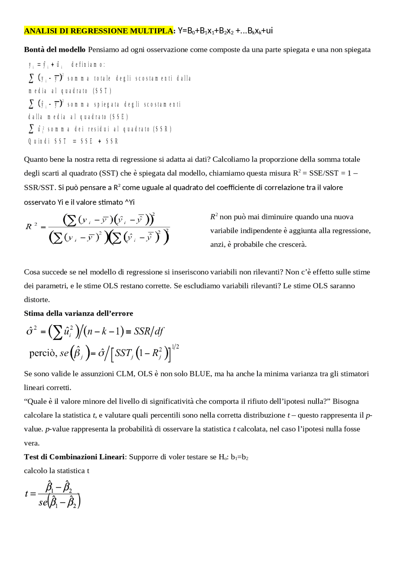 Regressione Multipla Docsity