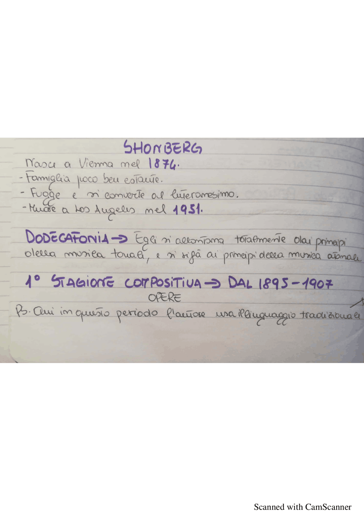Riassunto Sulla Vita E Opere Di Shonberg Docsity