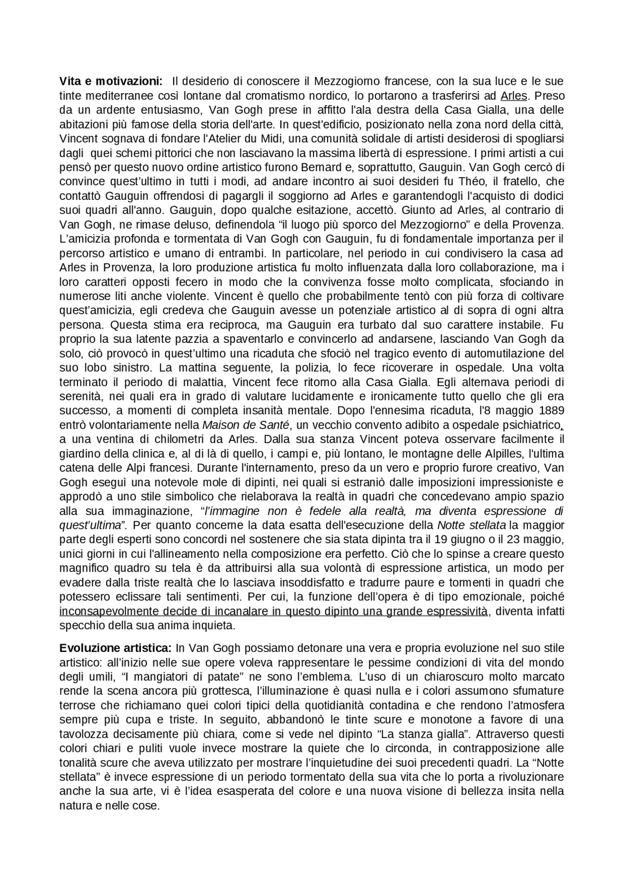 Approfondimento Su Van Gogh Docsity