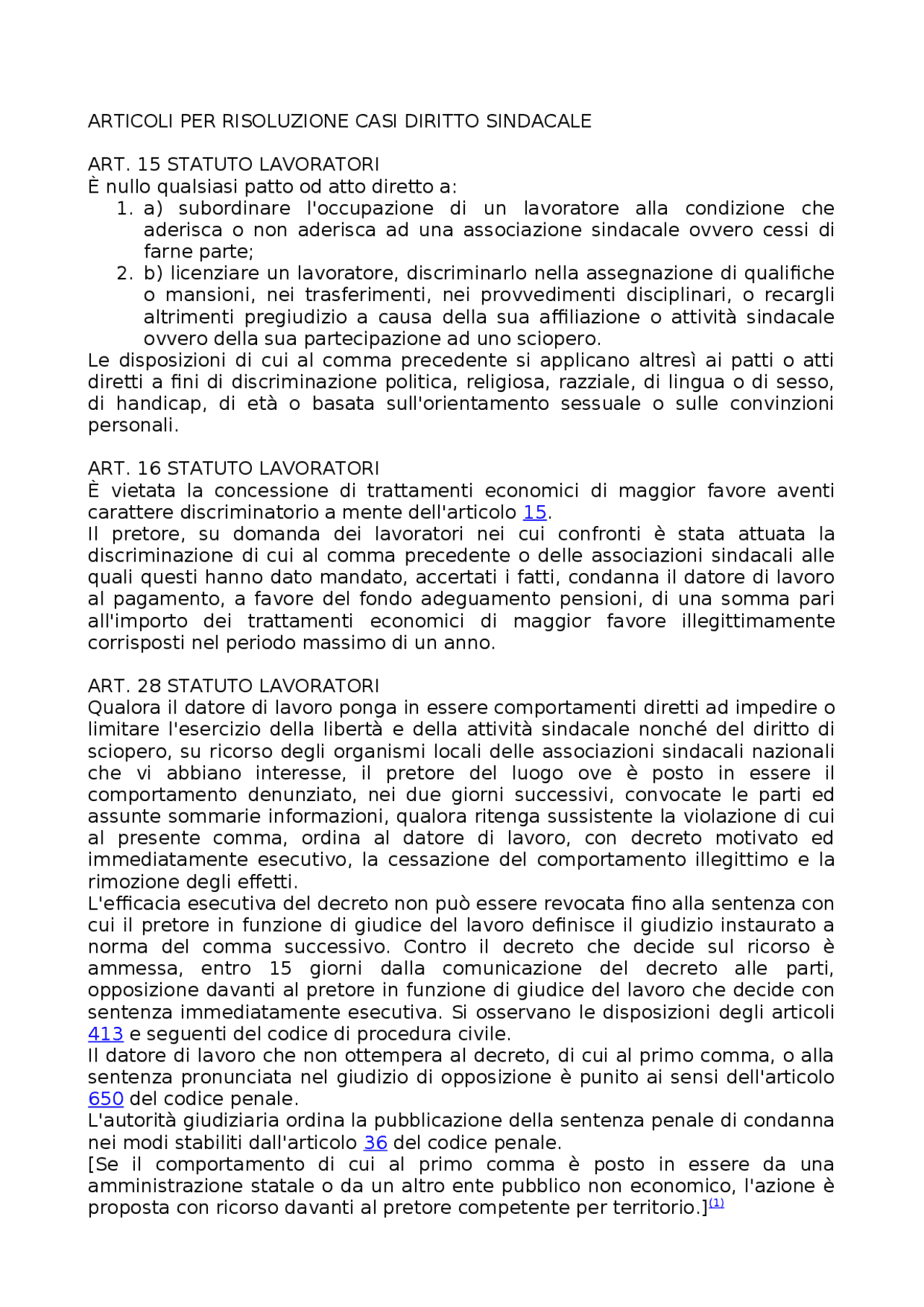 Norme Del Diritto Sindacale Docsity