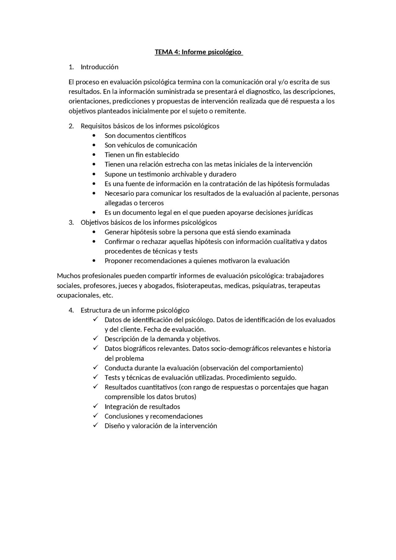 El Informe Psicológico Docsity