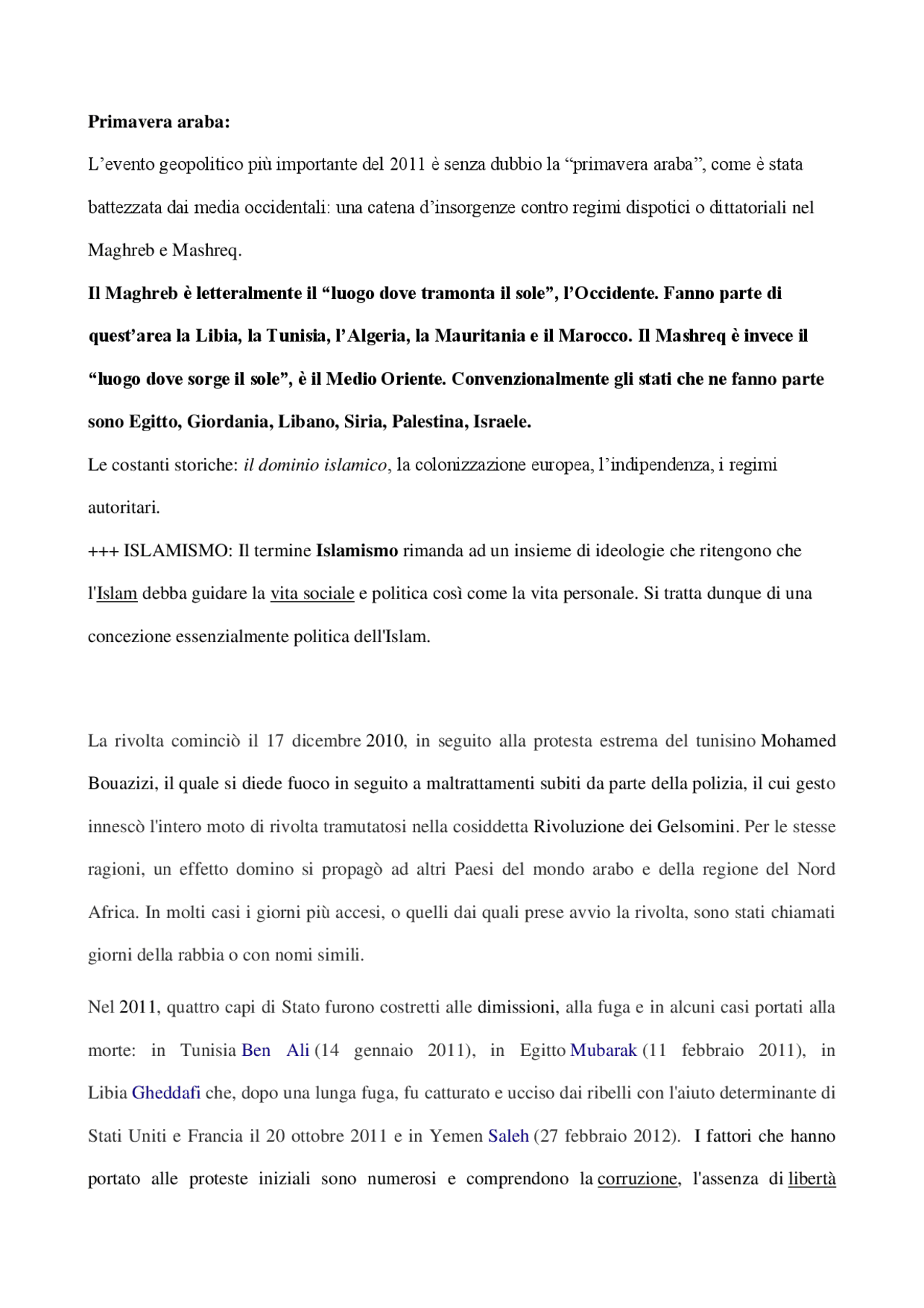 La Primavera araba e la guerra in Siria | Guide, Progetti e Ricerche di Storia | Docsity