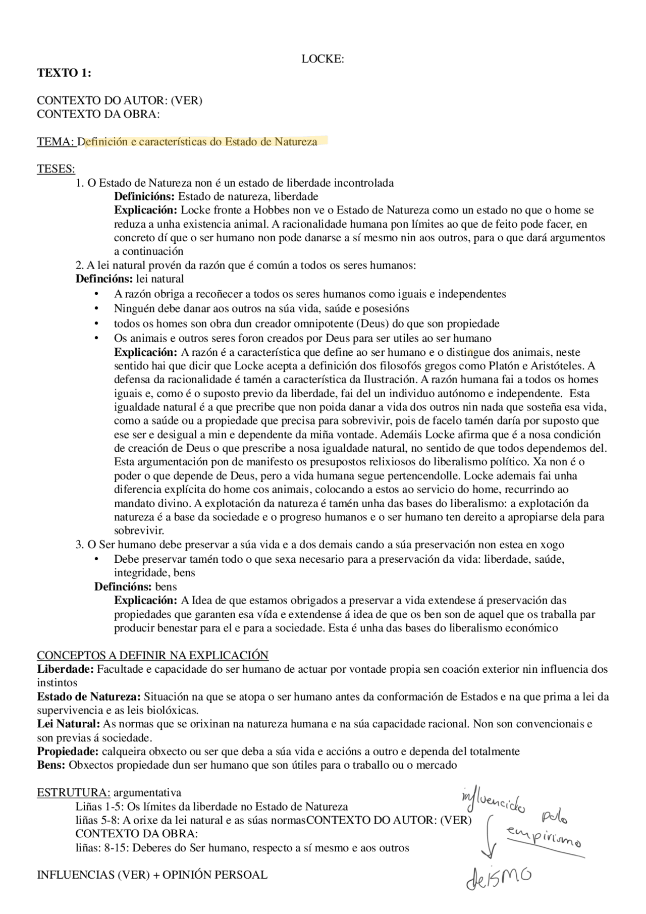 Textos Locke Explicados Docsity
