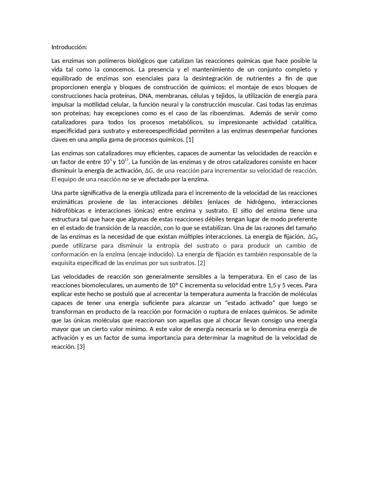 Informe Bioquímca Enzima Apuntes De Bioquímica Docsity