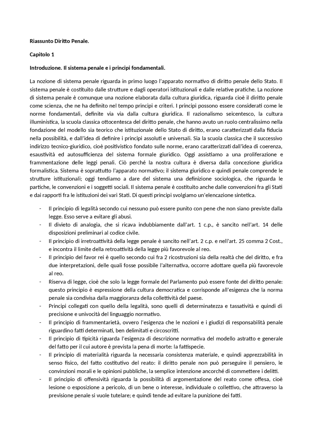 Riassunto Diritto Penale Docsity