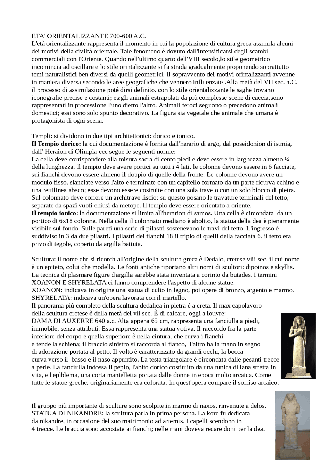 Eta Orientalizzante Docsity