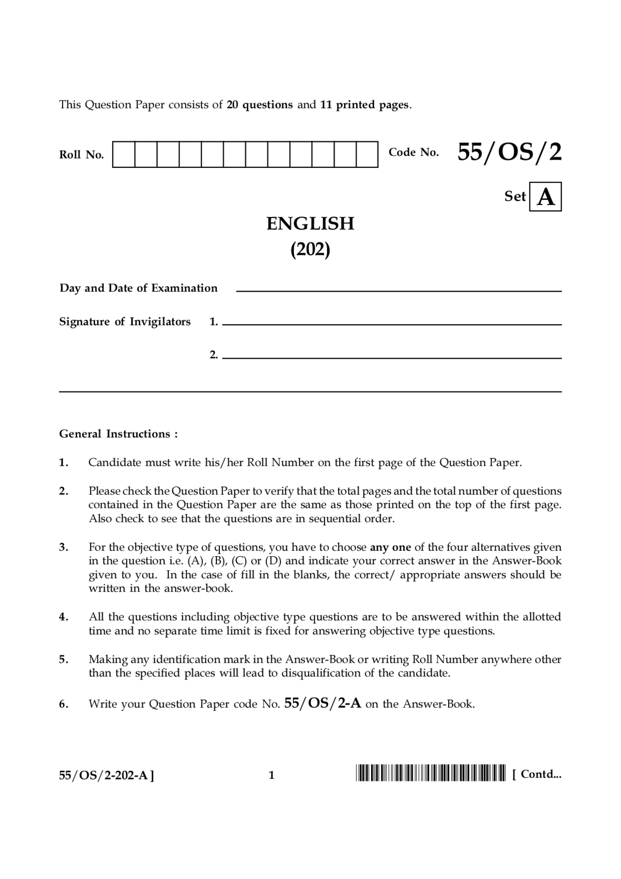 Nios Question Paper English Docsity