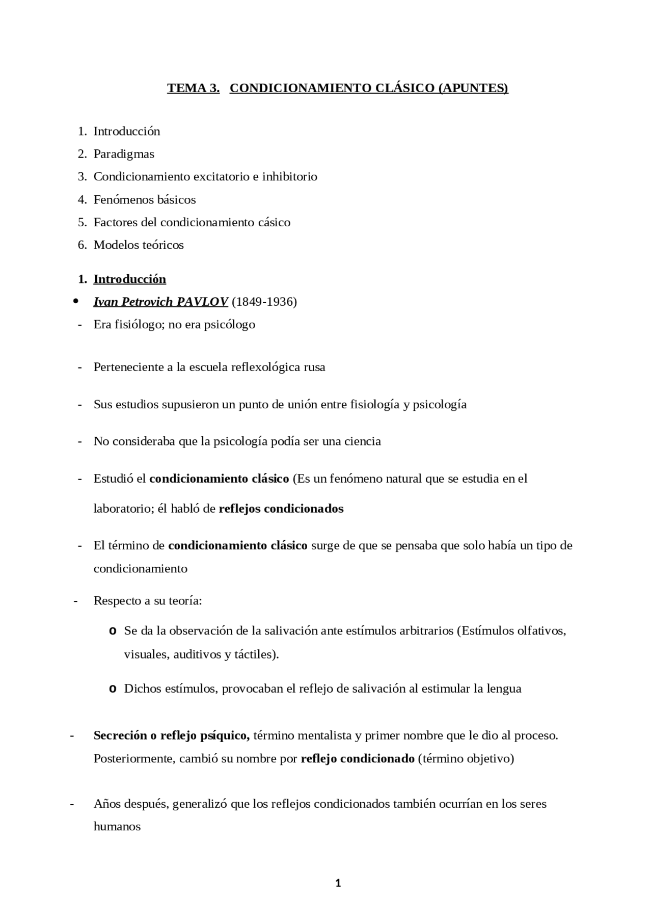 Tema 3 Condicionamiento Clásico - Docsity