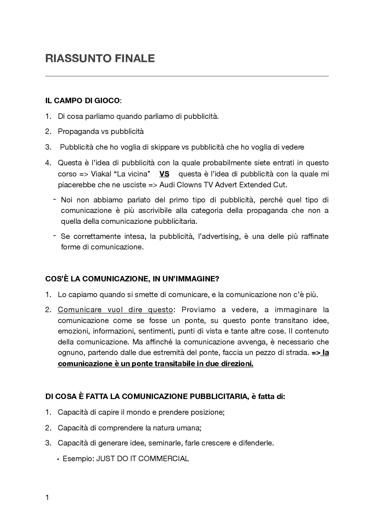 Esame Pubblicità Riassunto Docsity