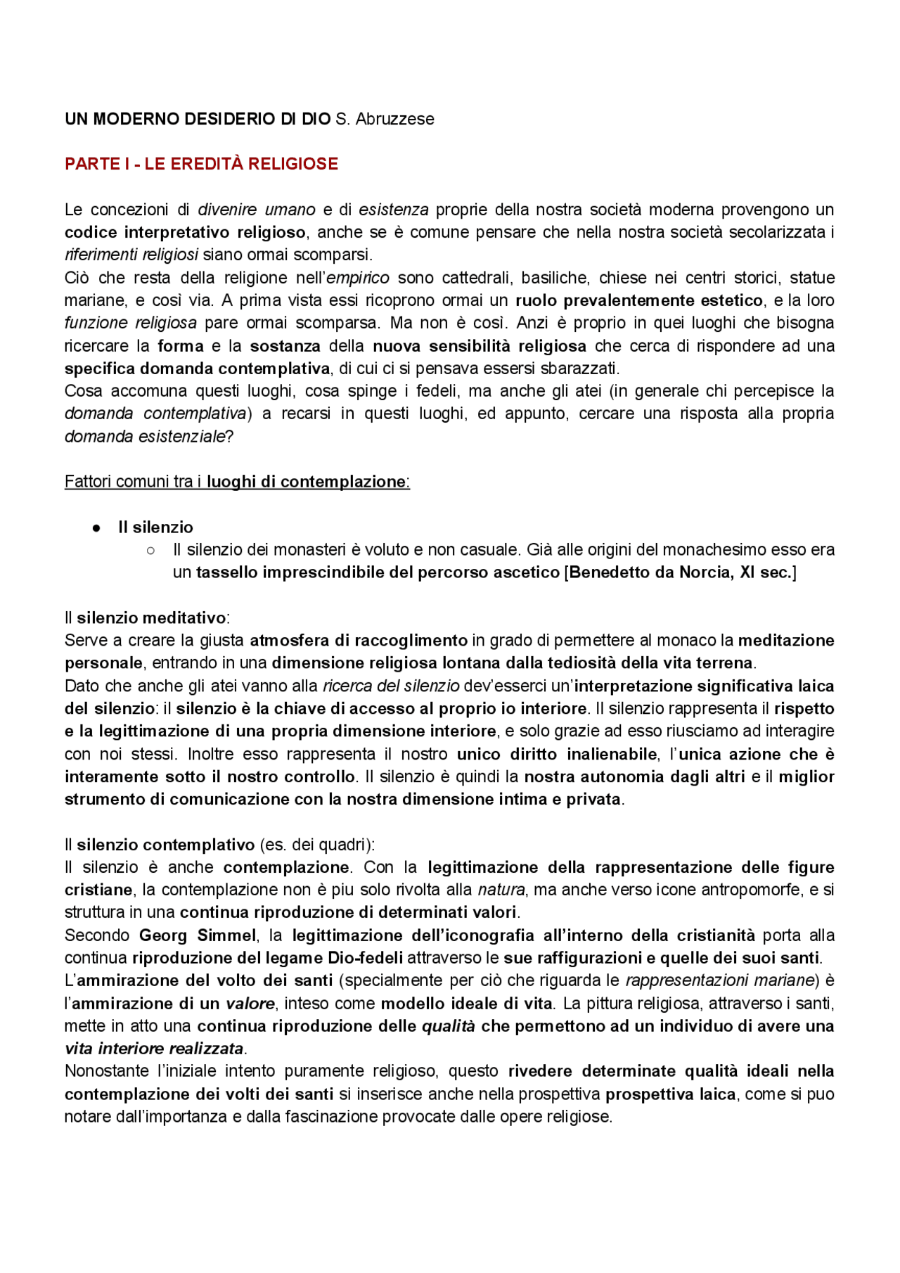S Abruzzese Un Moderno Desiderio Di Dio Docsity