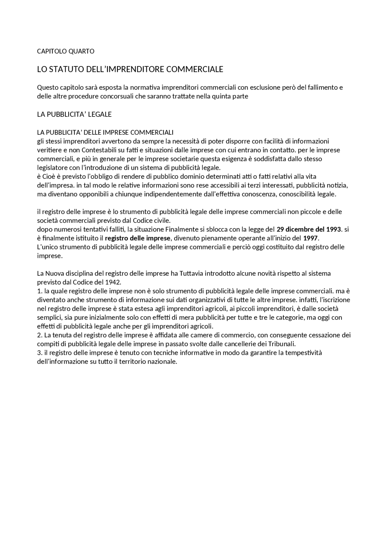 Riassunto Capitolo 4 Diritto Commerciale Docsity