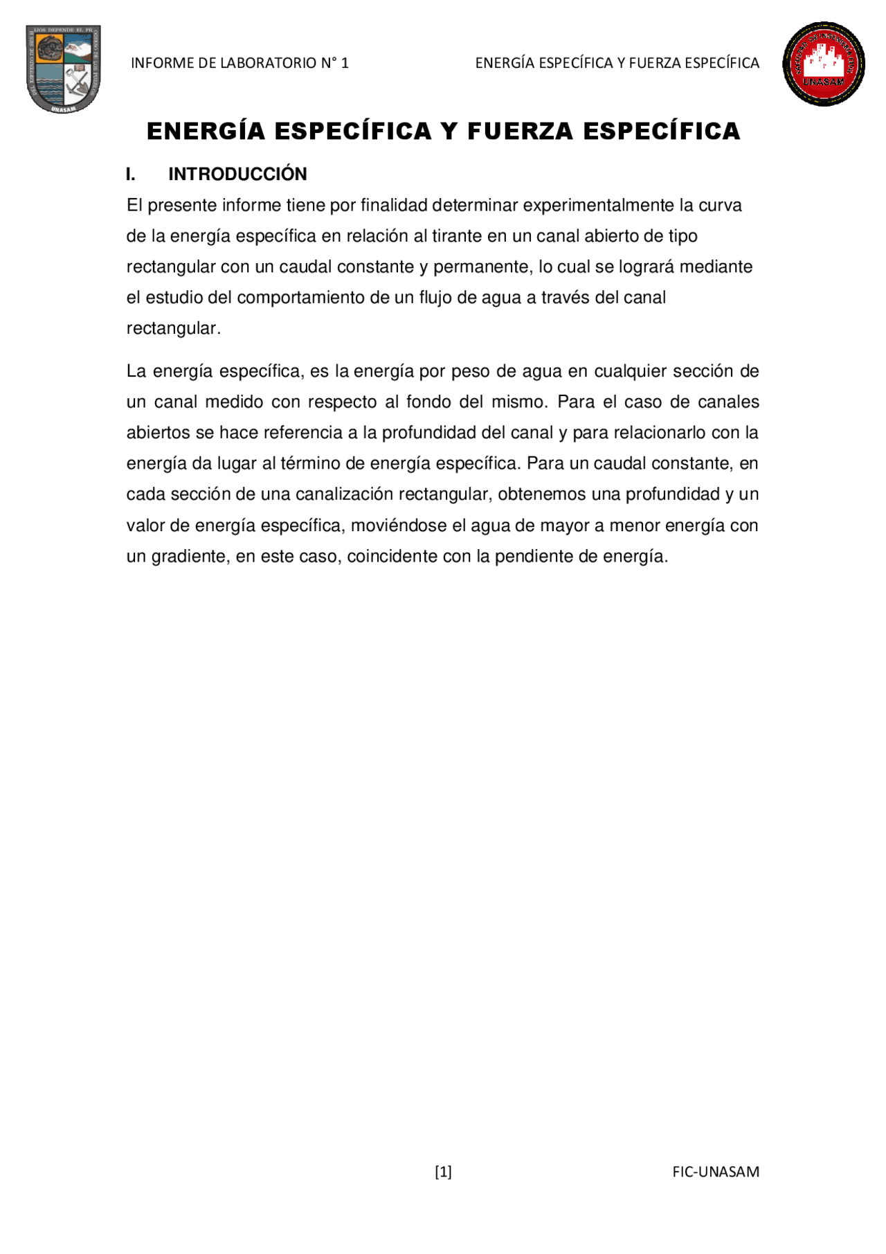 Energía Específica y Fuerza Específica | Guías, Proyectos ...