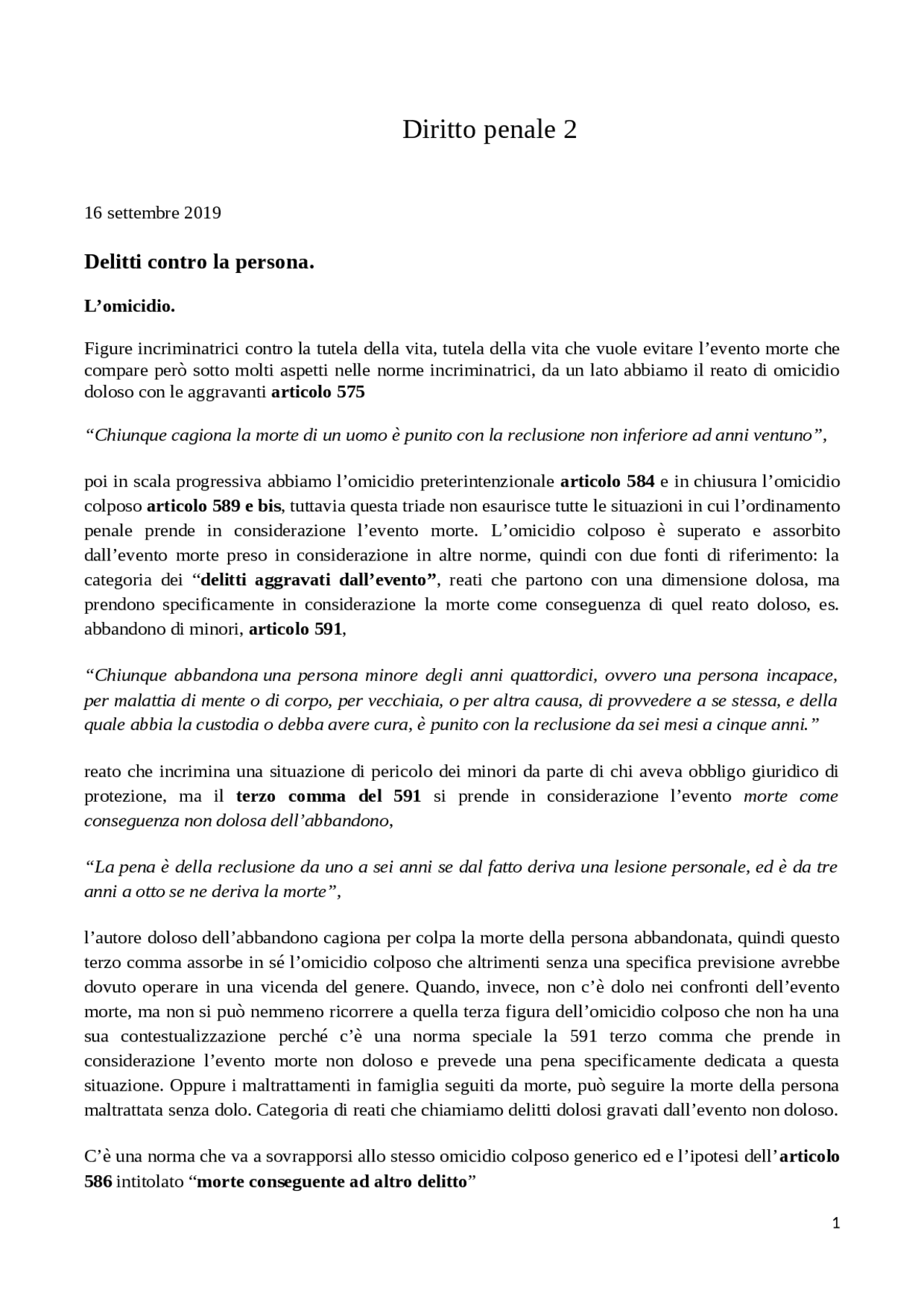 Appunti Di Diritto Penale Ii Professor Pisa 20192020 Docsity