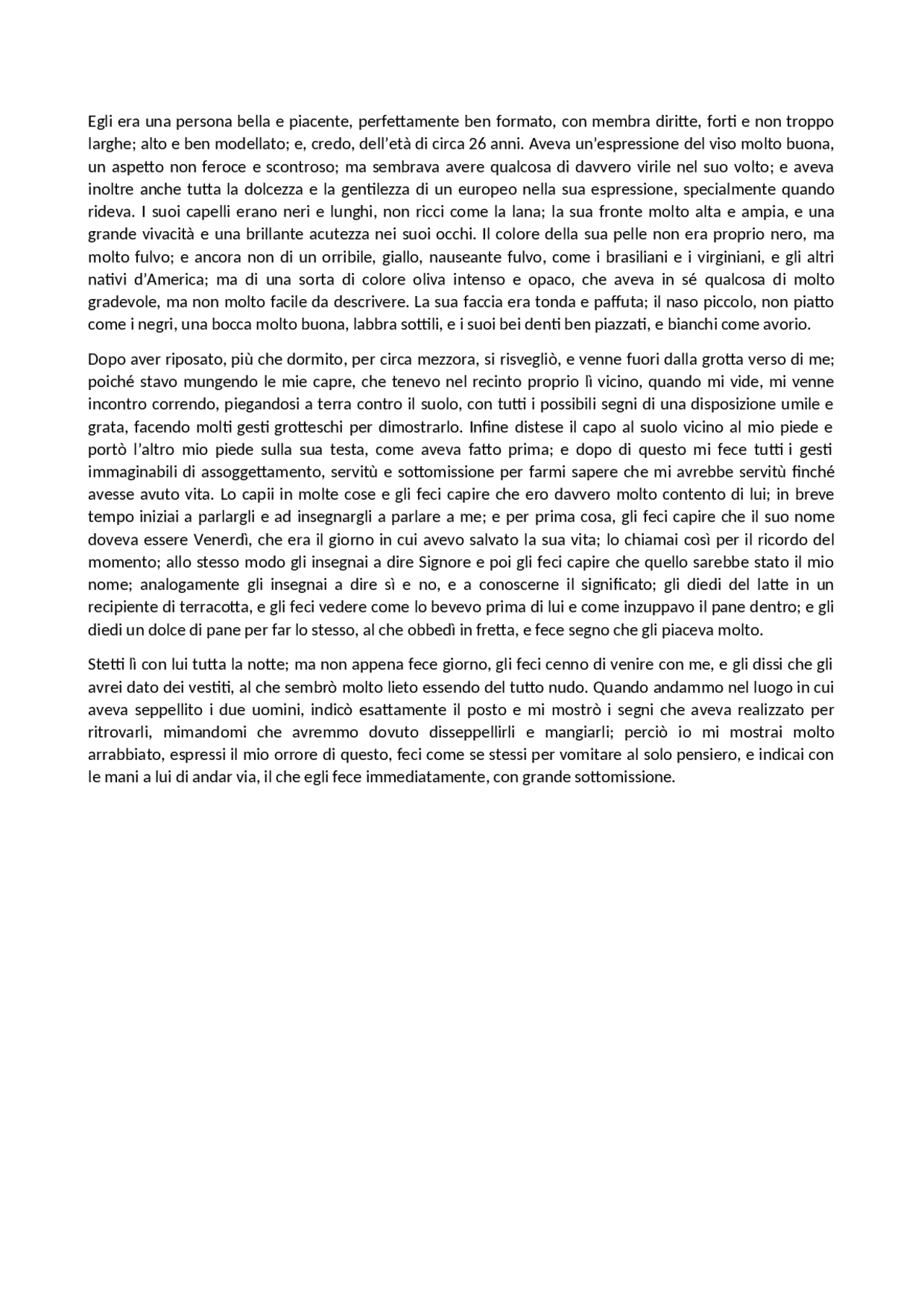 Traduzione "Man Friday", Crusoe, Defoe | Traduzioni di Inglese | Docsity