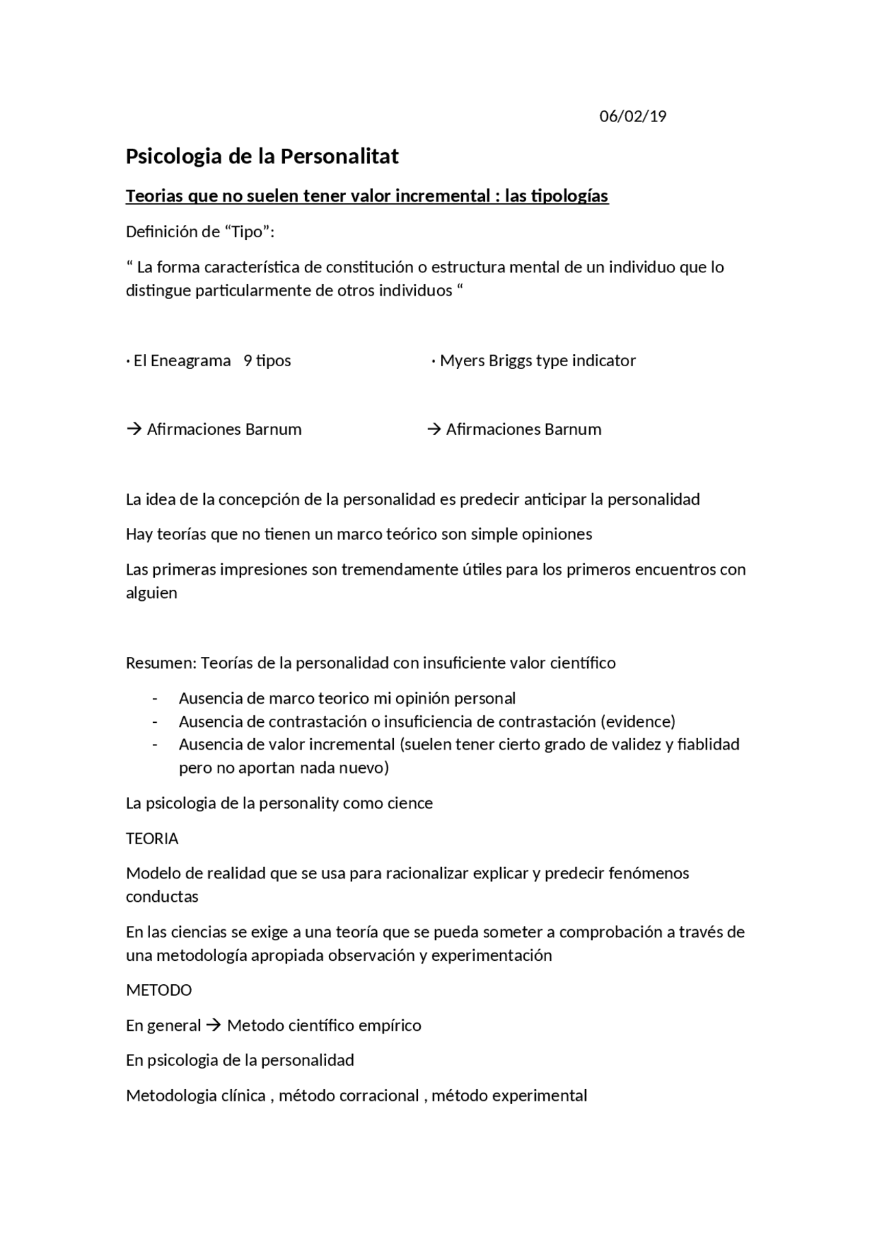 Apunts Psicologia De La Personalitat Docsity