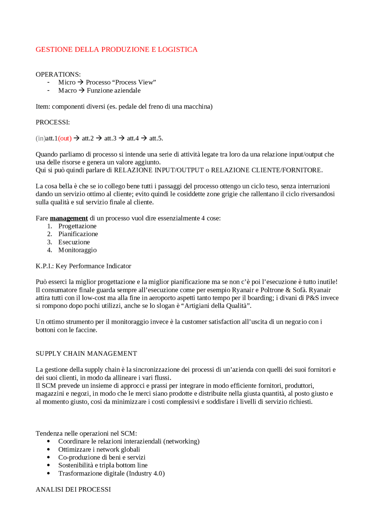 Gestione Della Produzione E Logistica Docsity