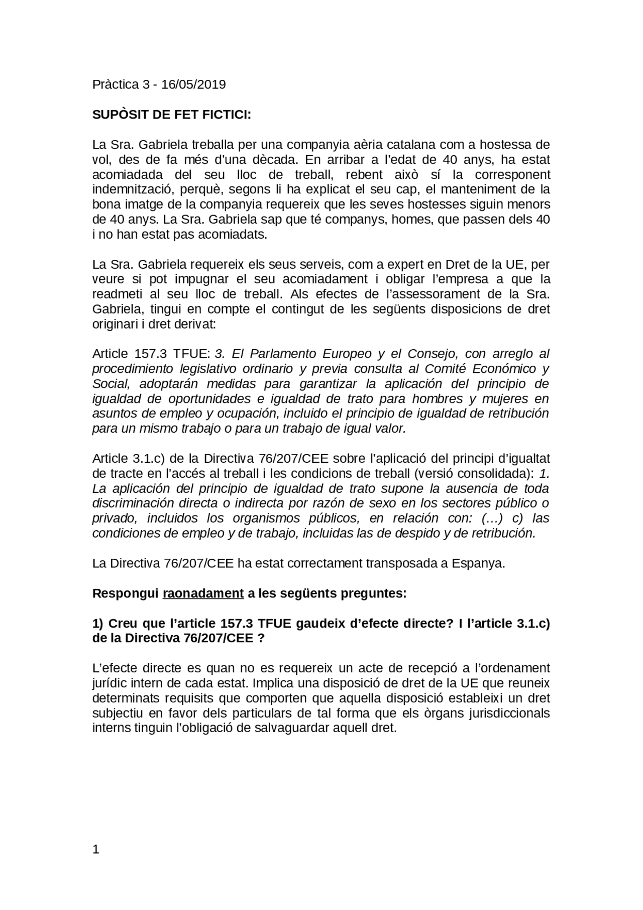 Practica 3 Instituciones Dret Comunitari Docsity