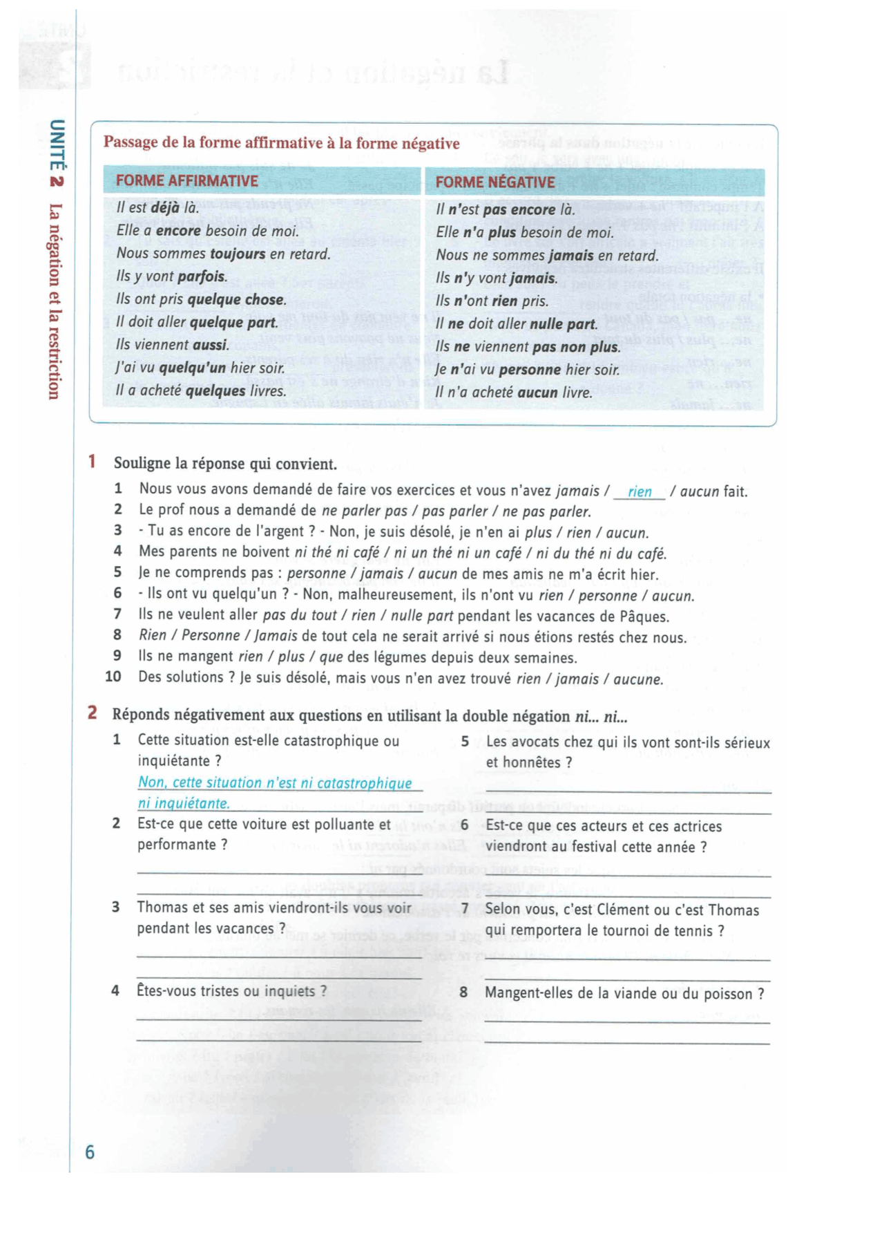 Gramatica negacion frances - Docsity