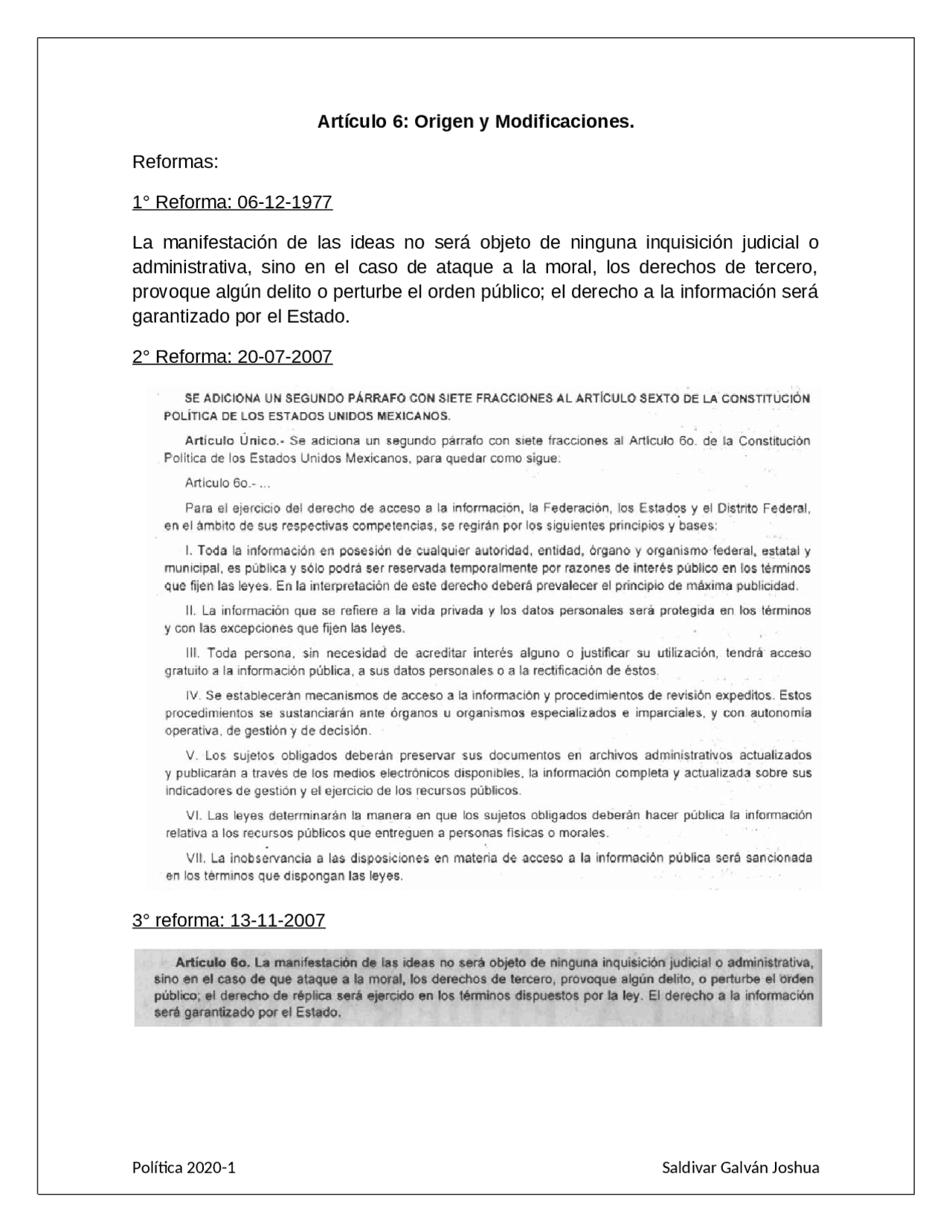 Origen y Modificaciones del Articulo 6 de la Constitución Mexicana ...