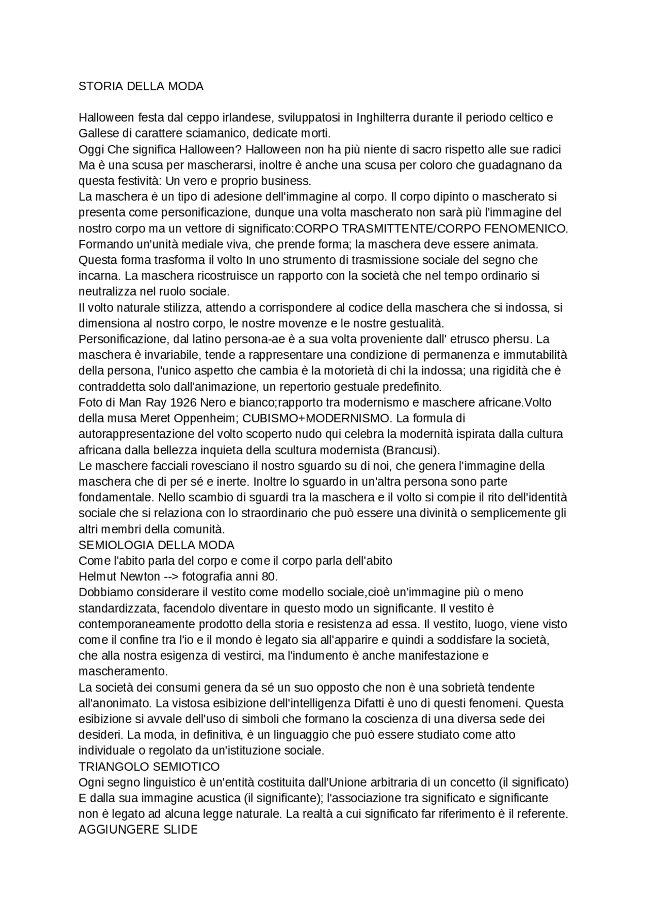 Riassunto Intero Storia Della Moda Docsity