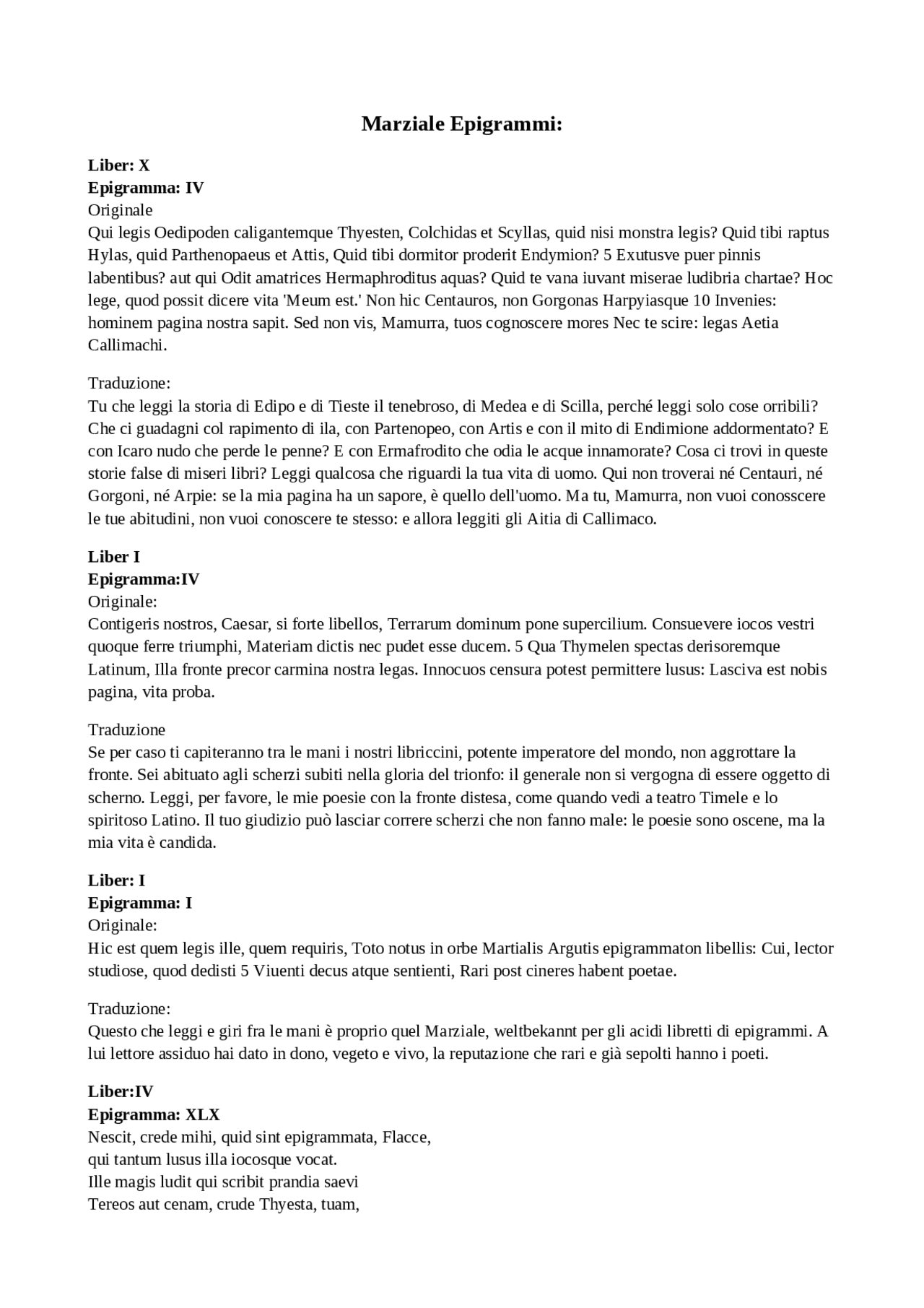 Marziale, epigrammi - Docsity