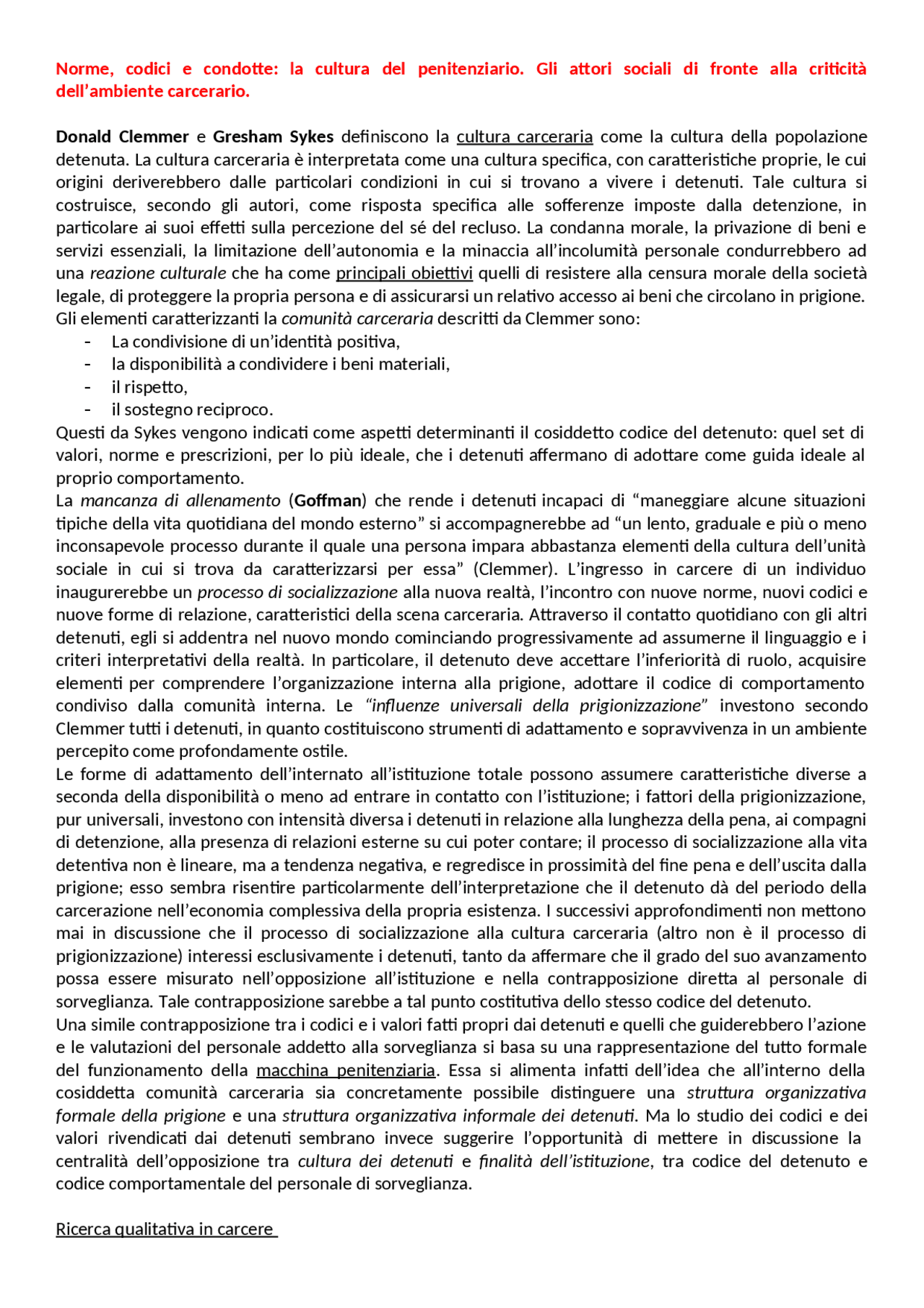 Riassunto Norme Codici E Condotte Docsity