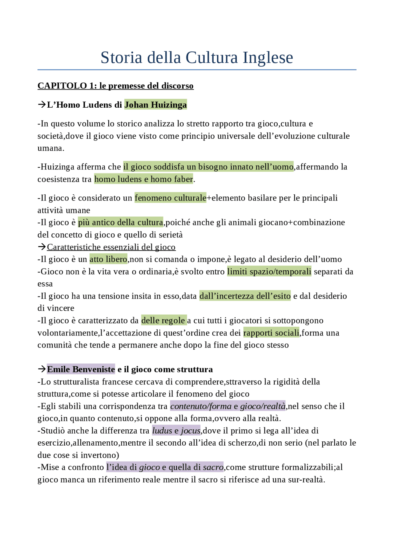 Breve Riassunto Cap 1 Play The Game Docsity