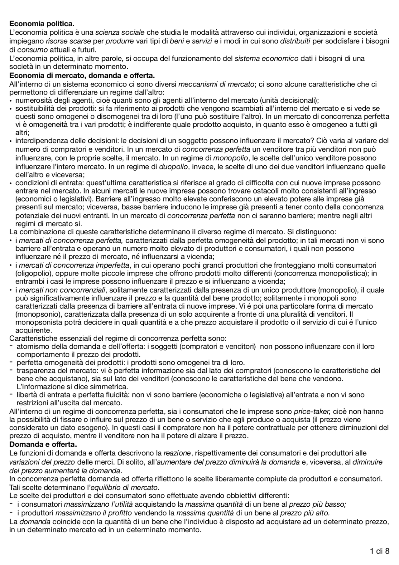 Domanda E Offerta Microeconomia Docsity