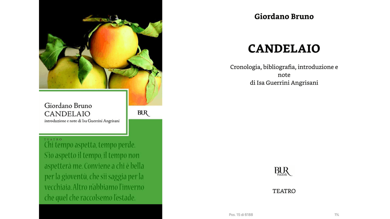 estratto Candelaio, Giordano Bruno | Appunti di Letteratura | Docsity