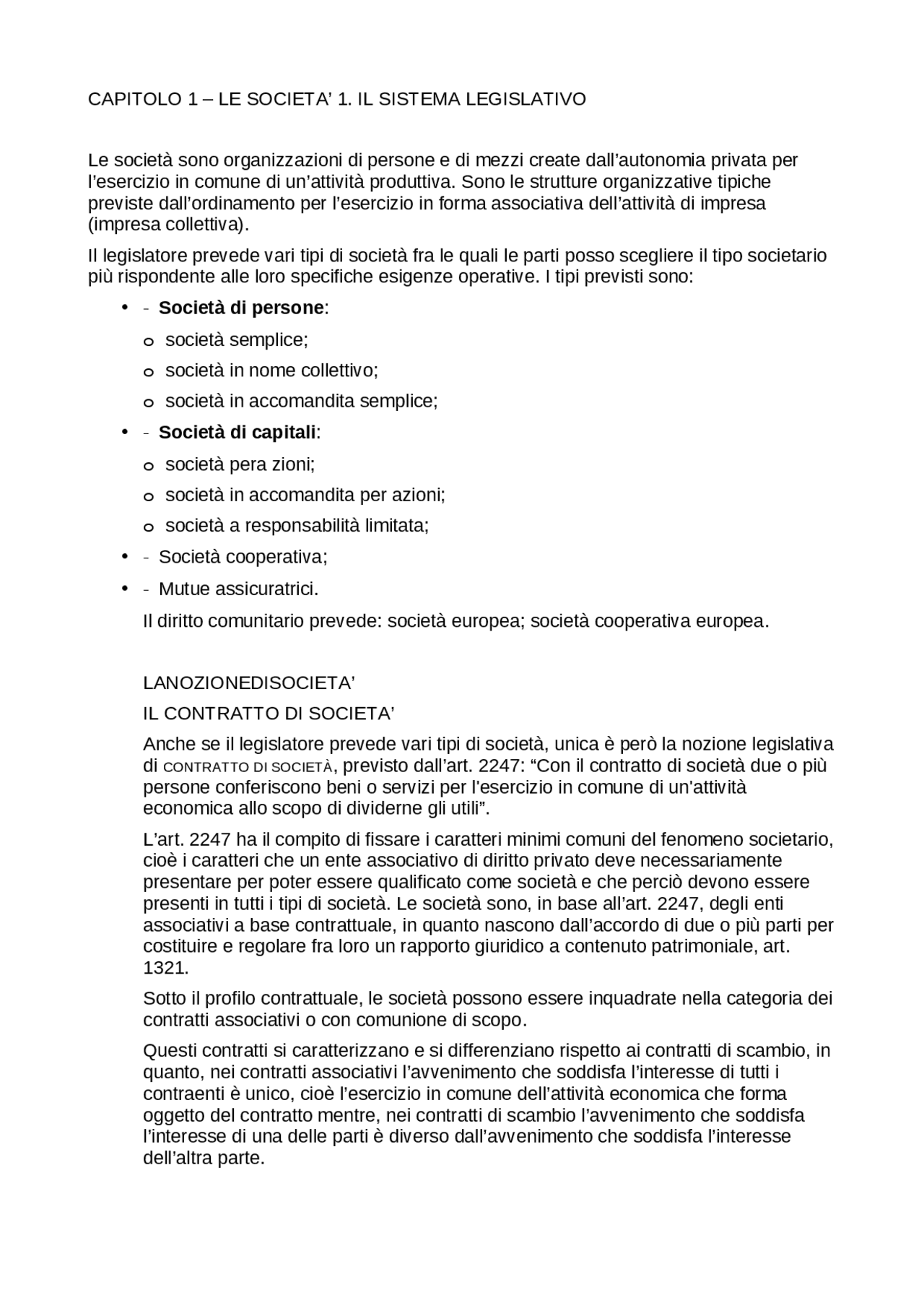 Riassunti Di Diritto Commerciale Società Docsity
