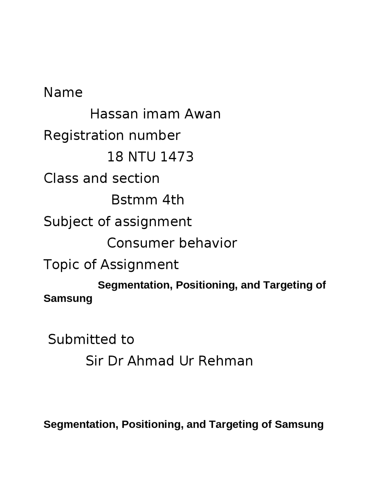 Assignment Of Service Product Docsity