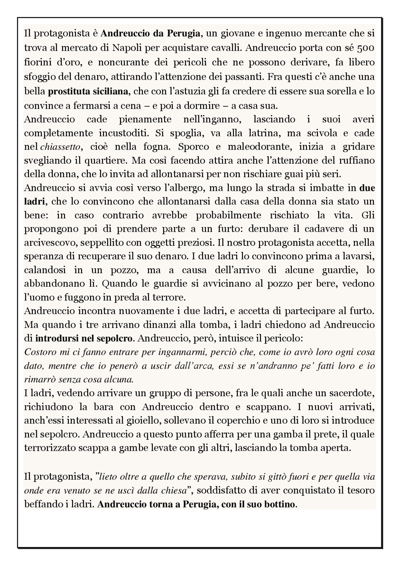 Andreuccio da Perugia - Docsity