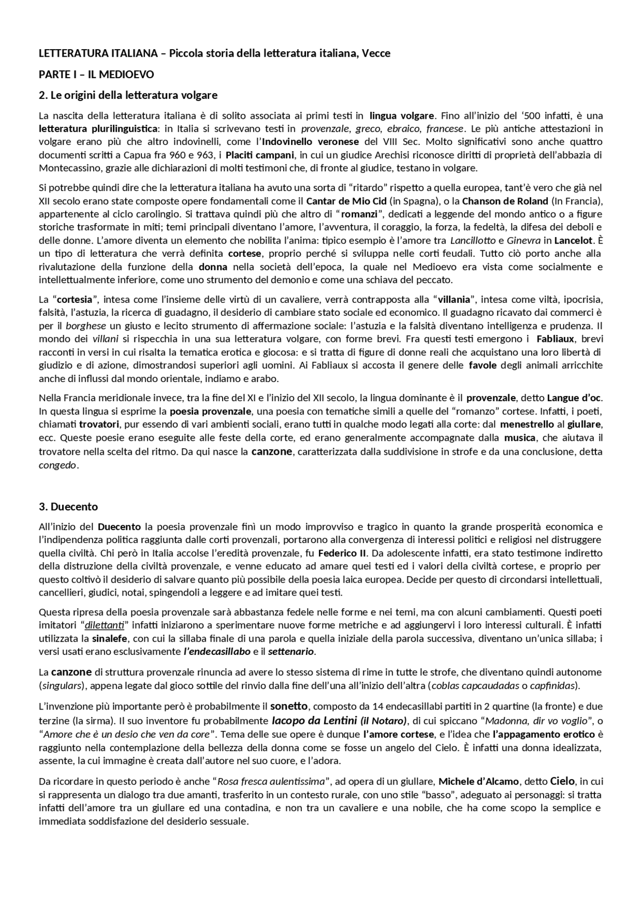 Riassunto Manuale Carlo Vecce Docsity
