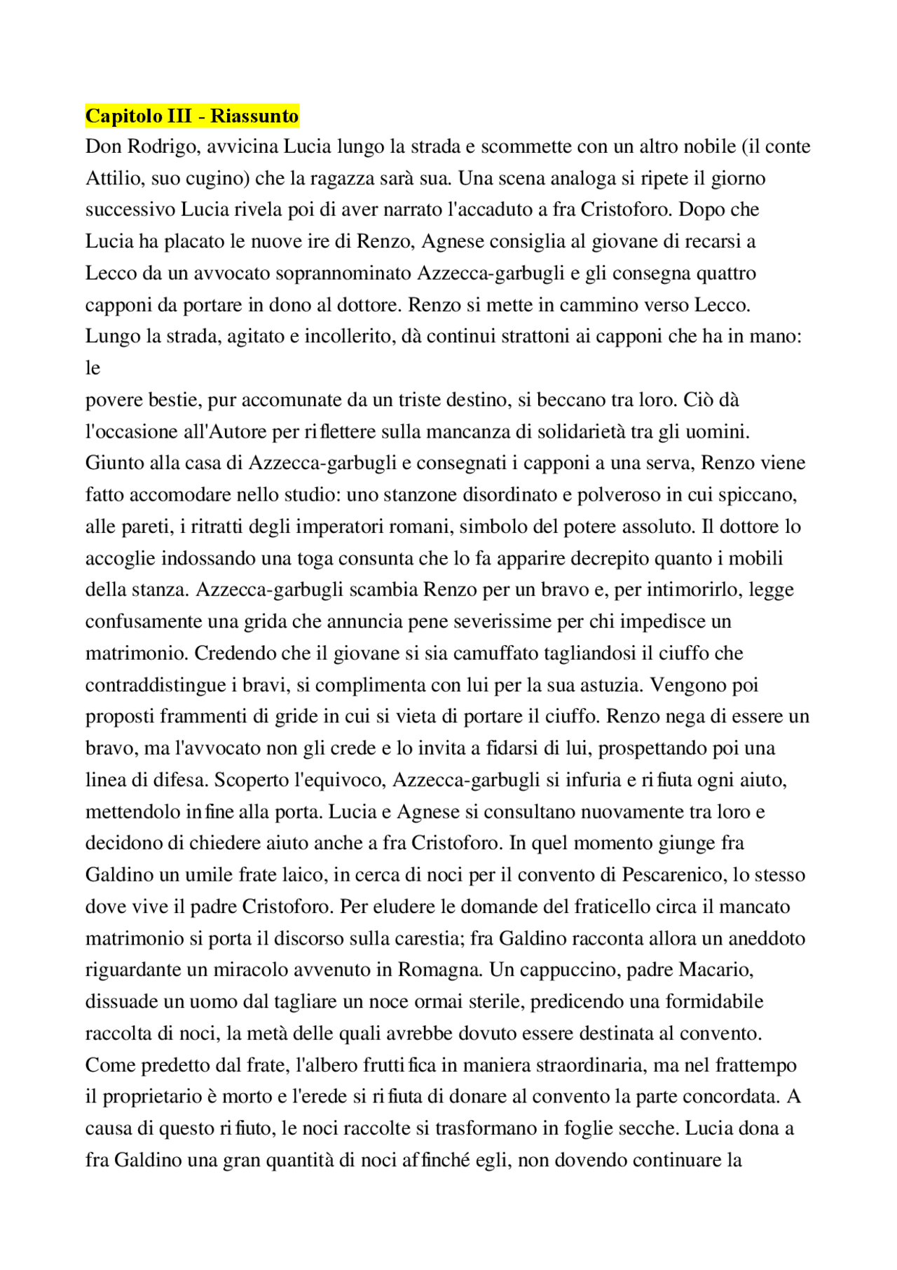 Promessi Sposi Cap3 Docsity