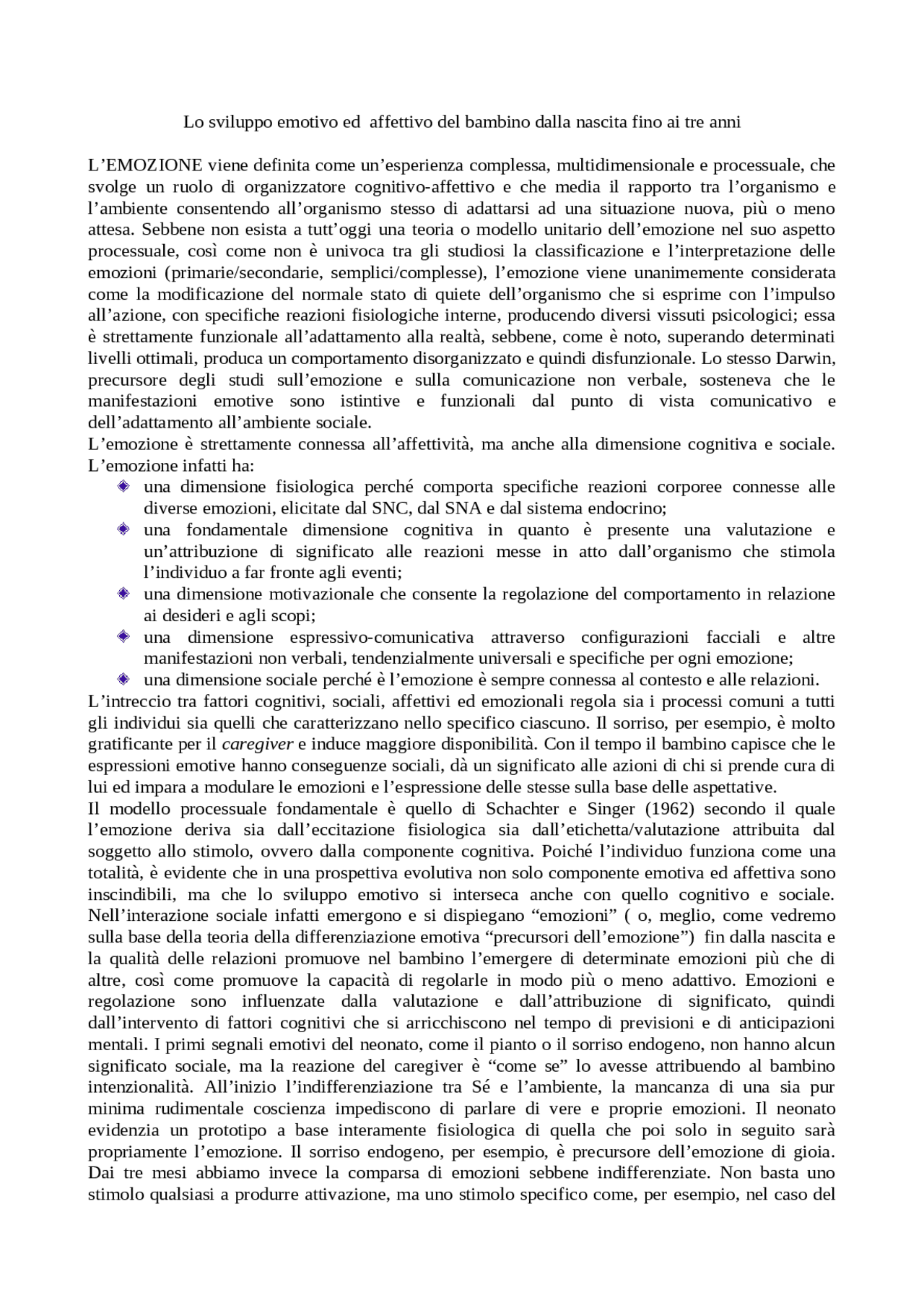 Dispense Sullo Sviluppo Affettivo Docsity