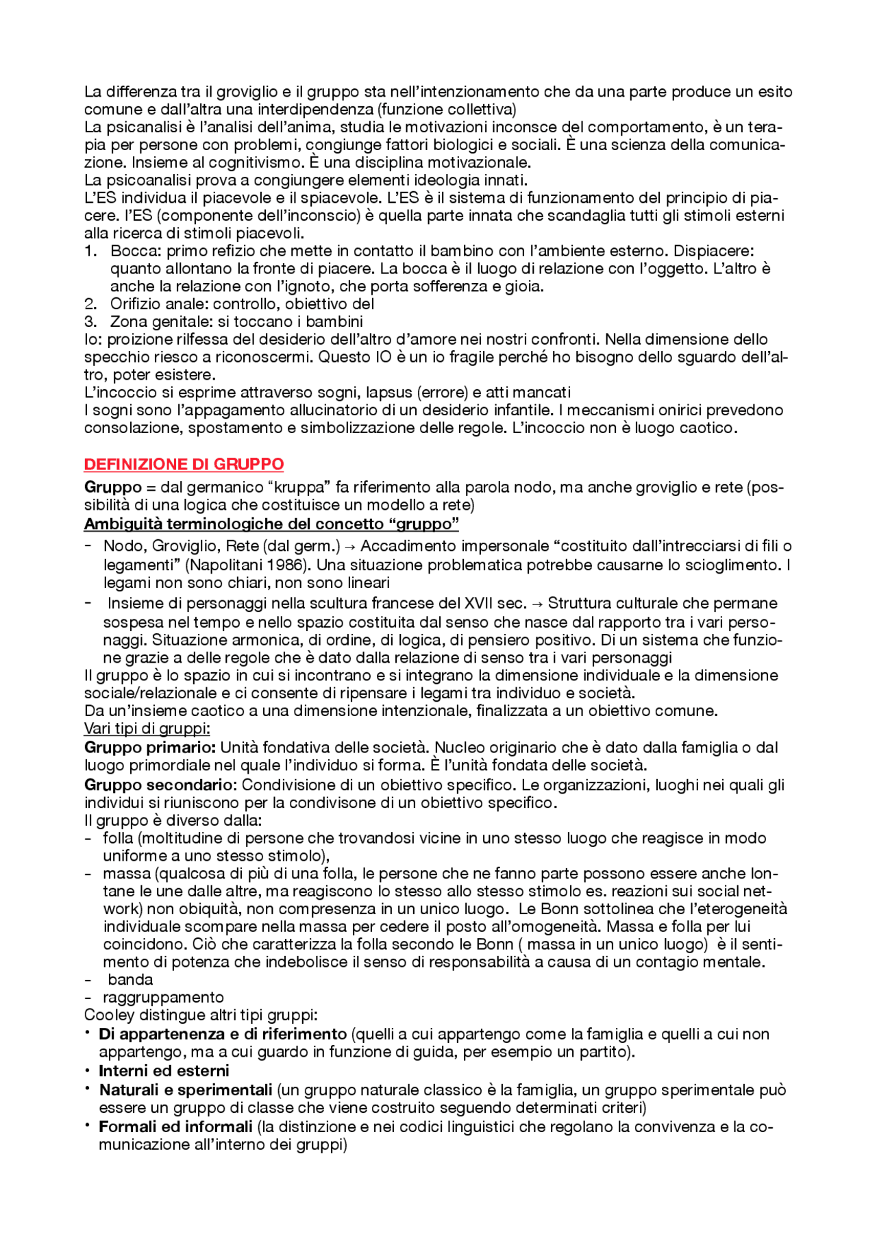 Processi E Dinamiche Di Gruppo Docsity