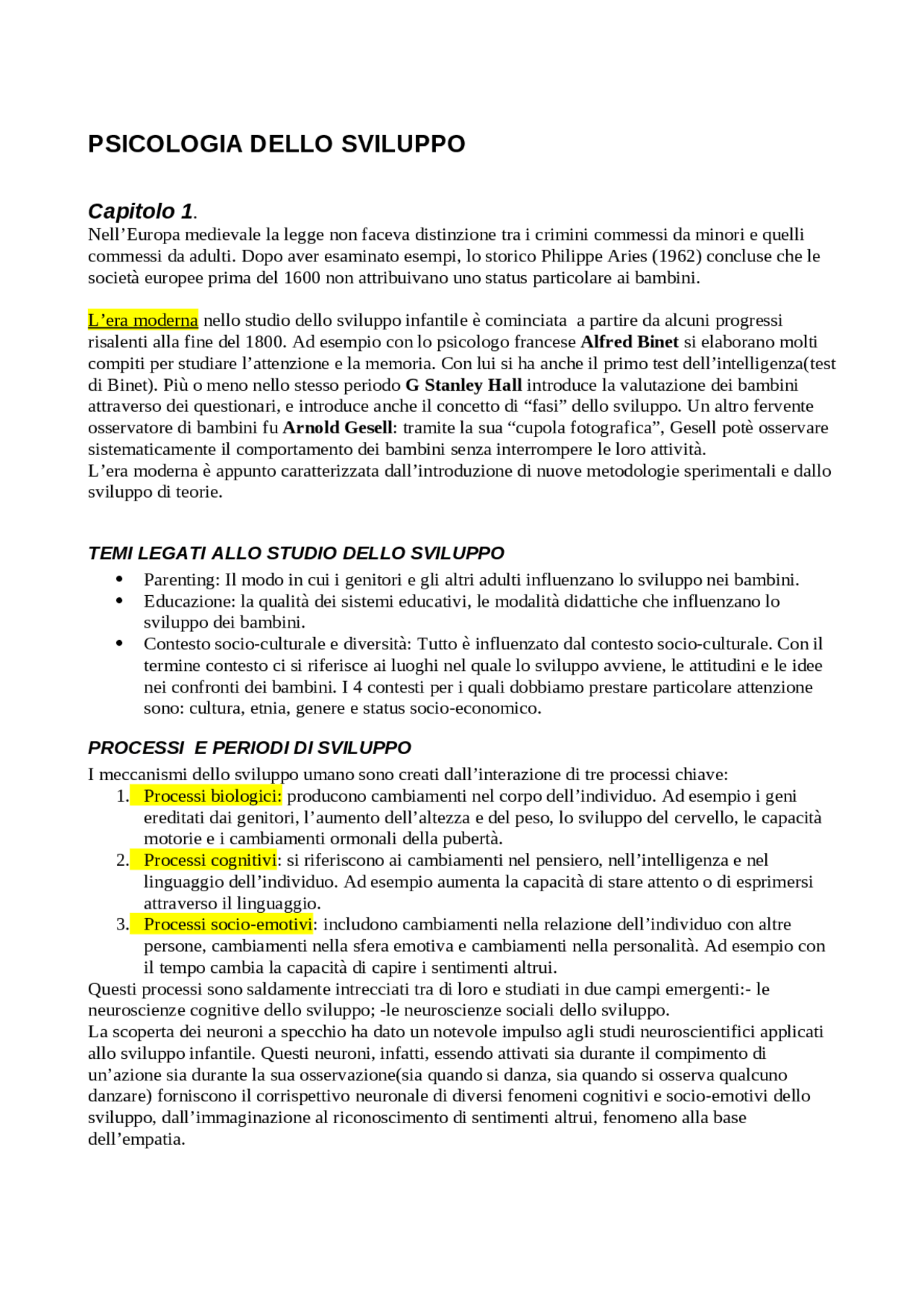 Psicologia Dello Sviluppo Docsity